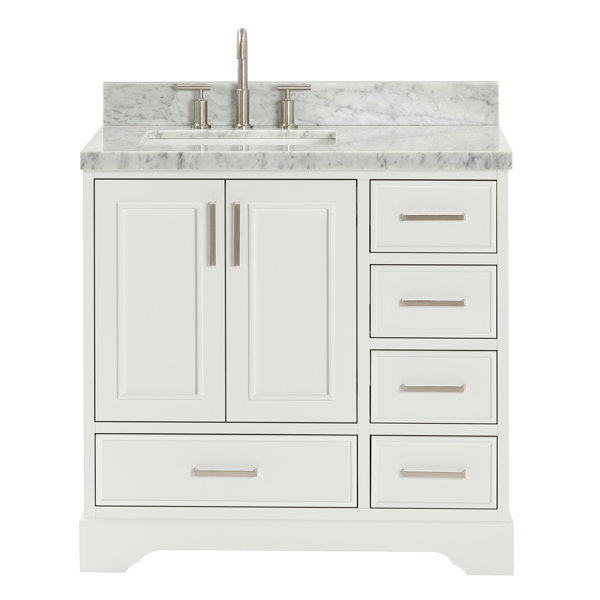 Winston Porter Peighten 37 Single Bathroom Vanity With Carrara Marble